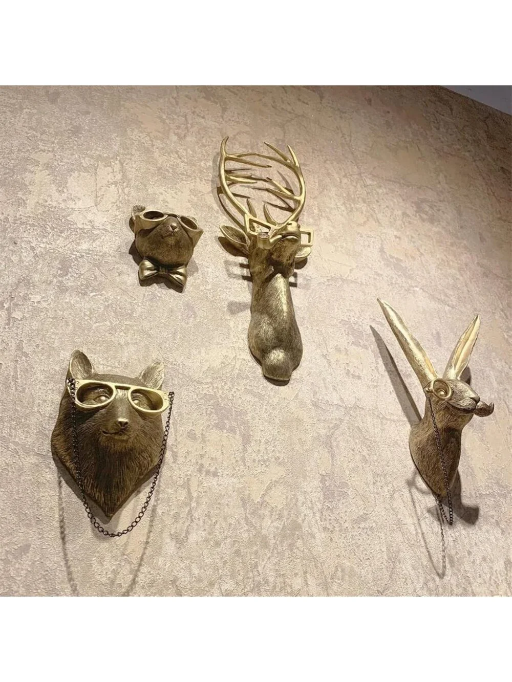 Accents | New 5 Pcs Gold Faux Animal Head Wall Decor Resin Sculptures ...